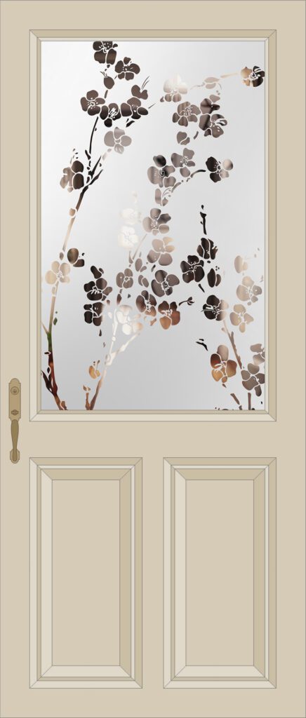 Etched Glass for Half Lite Door - Cherry Blossom