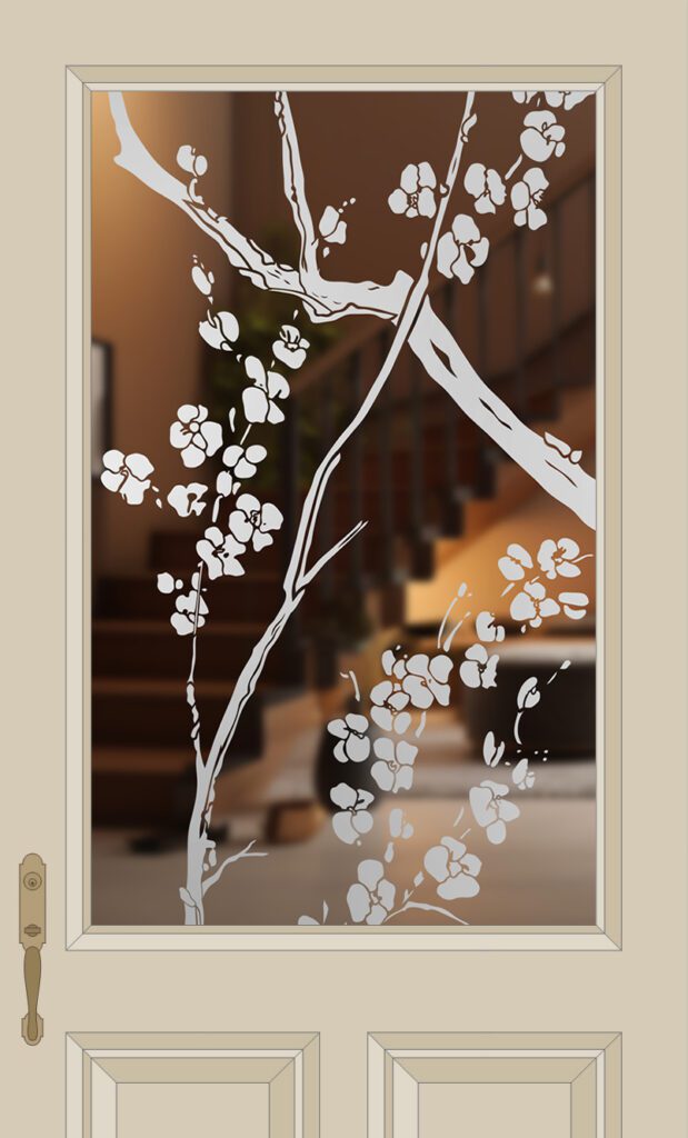 Etched Glass for Half Lite Door - Blossom Tree
